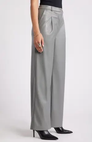 OPEN EDIT Faux Leather Wide Leg Trousers
