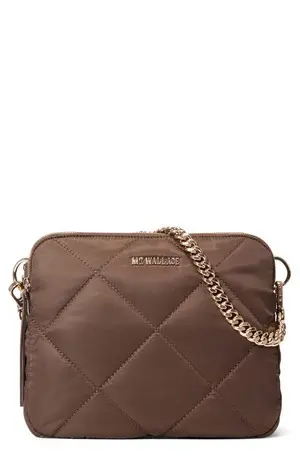 Mz Wallace Madison Quilted Nylon Crossbody Bag - Walnut
