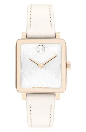 Movado Evolution 2.0 Leather Strap Watch - White