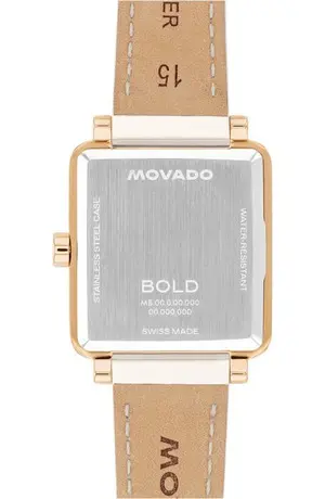 Movado Evolution 2.0 Leather Strap Watch - White