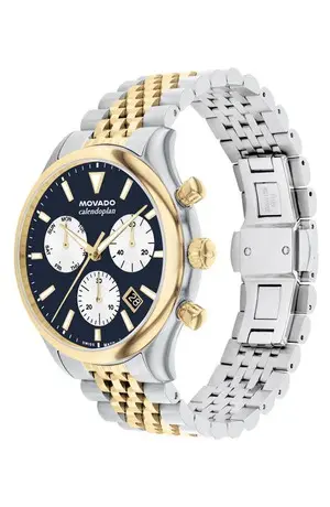 Movado Calendoplan Bracelet Chronograph Watch - Blue