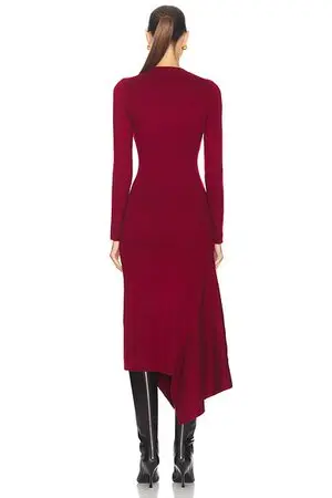 L'academie Odelya Asymmetrical Knit Dress - Wine