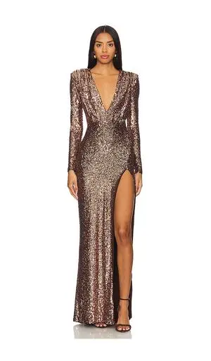 NOOKIE Sensation Plunge Long Sleeve Gown