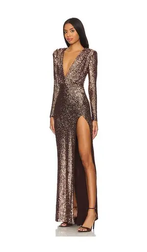 NOOKIE Sensation Plunge Long Sleeve Gown