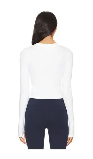 Splits59 Louise Rib Long Sleeve Crop Top - White