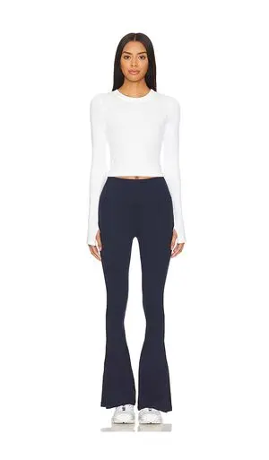 Splits59 Louise Rib Long Sleeve Crop Top - White