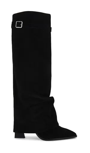 Free People Felicity Foldover Suede Boot - Black
