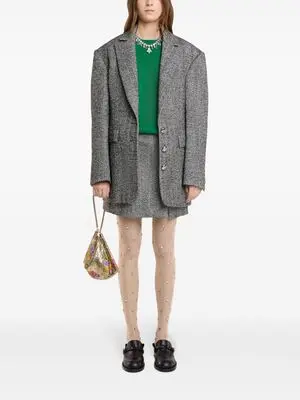 Rabanne Herringbone-pattern Wool-blend Blazer