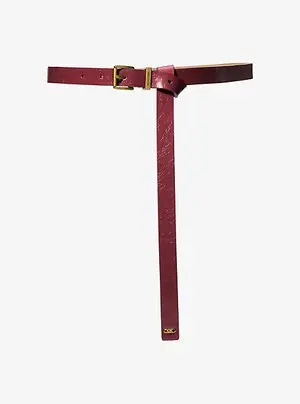 Michael Kors Michael Kors Darrington Crackled Leather Belt Red