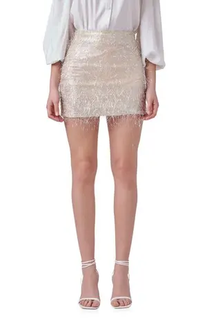 Endless Rose Metallic Fringe Mini Skirt