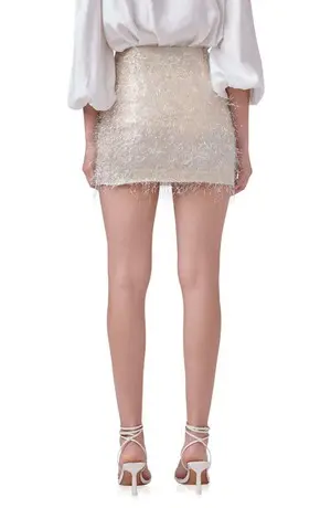 Endless Rose Metallic Fringe Mini Skirt