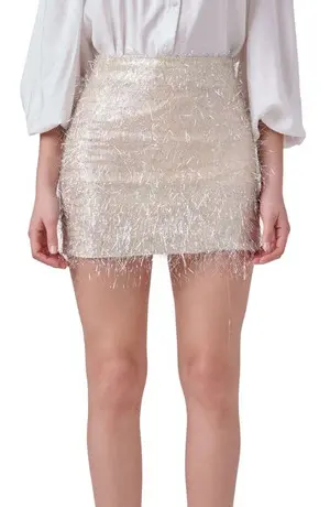 Endless Rose Metallic Fringe Mini Skirt