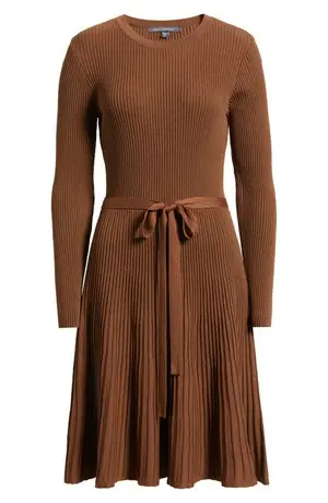 Julia Jordan Ribbed Belted Sweater Dress