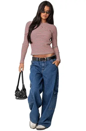 EDIKTED Corina Stripe Rib Top