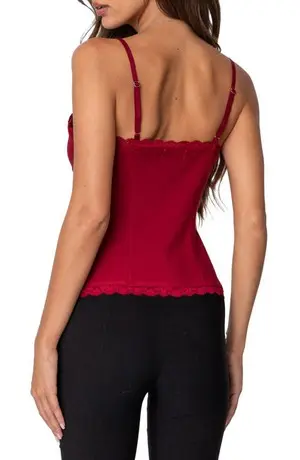 EDIKTED Lace Trim Split Front Camisole
