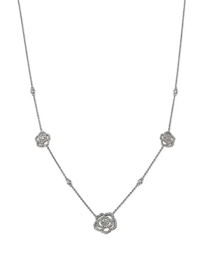 Bloomingdale'S Diamond Flower Station Necklace - White