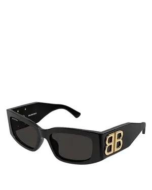 Balenciaga Bossy Rectangular Sunglasses, 56mm - Black