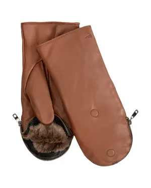 Echo Zip Top Faux Fur Mittens - Cinnamon