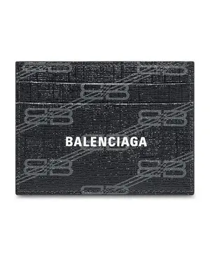 Balenciaga Signature Card Holder Bb Monogram Coated Canvas - Black