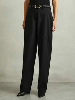 REISS Zoe Wool-blend Barrel Leg Trousers