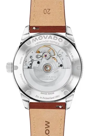Movado Calendoplan Leather Strap Watch - Blue