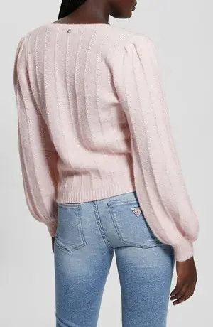 Guess Madeline Pointelle Detail Sweater - Low Key Pink