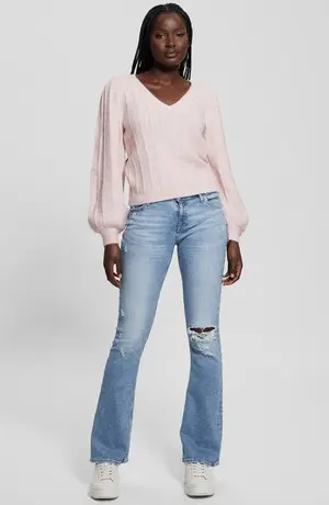 Guess Madeline Pointelle Detail Sweater - Low Key Pink