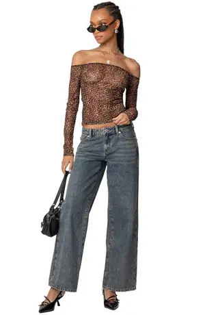 EDIKTED Print Sheer Mesh Top