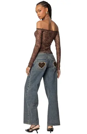 EDIKTED Print Sheer Mesh Top