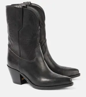 GOLDEN GOOSE Wish Star Leather Cowboy Boots - Black