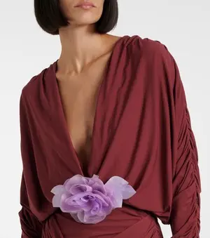 Magda Butrym Draped Floral-appliqué Jersey Minidress