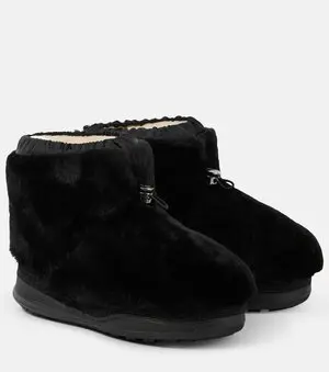 Bogner Shearling-trimmed Leather Ankle Boots - Black