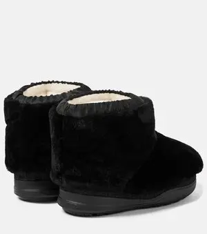 Bogner Shearling-trimmed Leather Ankle Boots - Black
