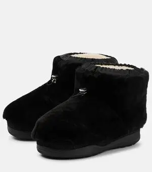 Bogner Shearling-trimmed Leather Ankle Boots - Black