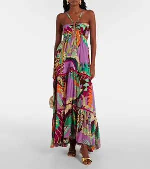 Camilla Gathered Printed Maxi Dress