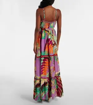 Camilla Gathered Printed Maxi Dress - Multicoloured