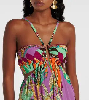 Camilla Gathered Printed Maxi Dress - Multicoloured