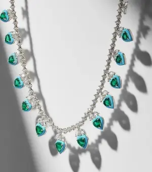 KAMYEN 18kt White Gold Emerald And Diamond Choker