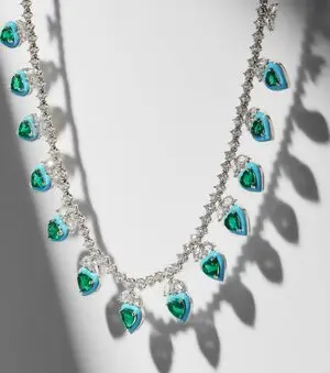 KAMYEN 18kt White Gold Emerald And Diamond Choker