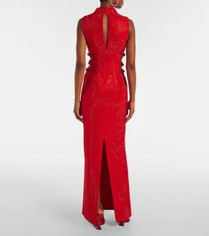 SELF-PORTRAIT Embellished Cutout Crepe Gown