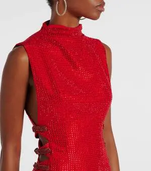 SELF-PORTRAIT Embellished Cutout Crepe Gown