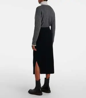 Brunello Cucinelli Midi Skirt In Wool, Cashmere, And Silk