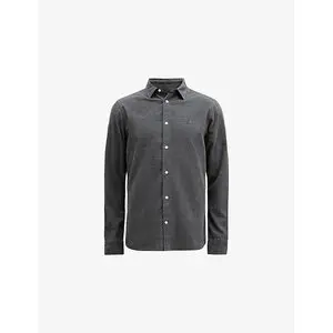 ALLSAINTS Lorella Spread-collar Organic Cotton-blend Shirt S Asher Grey