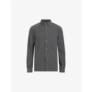 ALLSAINTS Lorella Spread-collar Organic Cotton-blend Shirt S Nite Blue