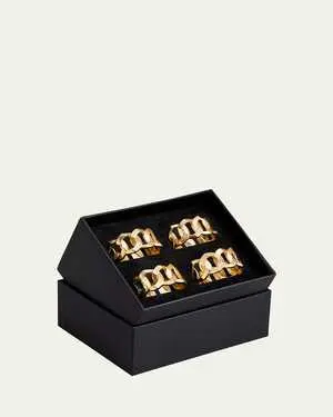 L'Objet Cuban Link 24k Gold Napkin Rings Jewels, Set Of 4 - One-color