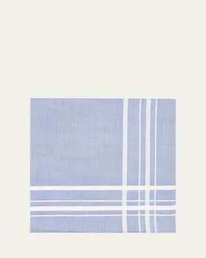Simonnot Godard Egyptian Cotton Check Pocket Square - Blue