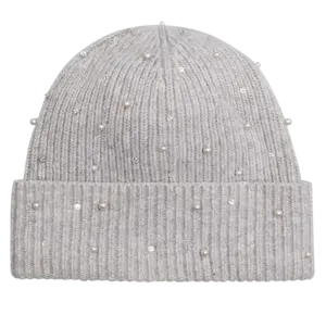 CAROLYN ROWAN ACCESSORIES Cashmere Crystal-embellished Beanie - Heather Chrome
