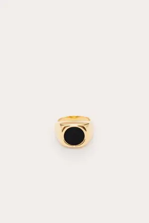 LIFFNER Sunken Stone Signet Ring - Gold