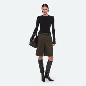 Helmut Lang Utility Shorts In Cotton Chino Twill - Dark Moss