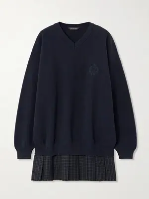Balenciaga Layered Embroidered Cotton Mini Dress